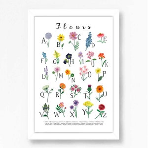 Flower Floral Alphabet Print Wall Art ABC Nursery Childrens Room Decor ...