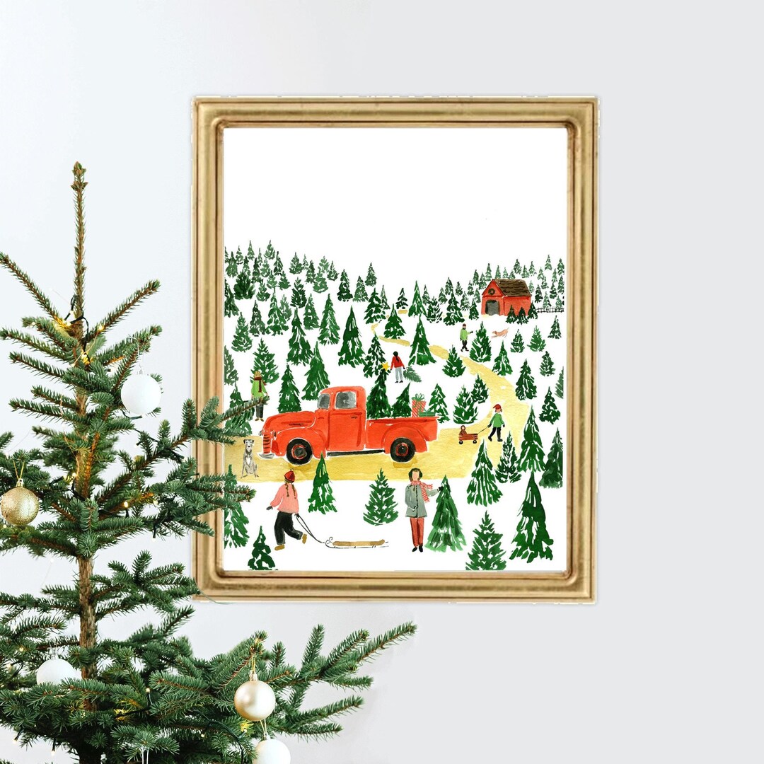 Christmas Tree Farm Art Print, Christmas Art, Holiday Art, Christmas ...