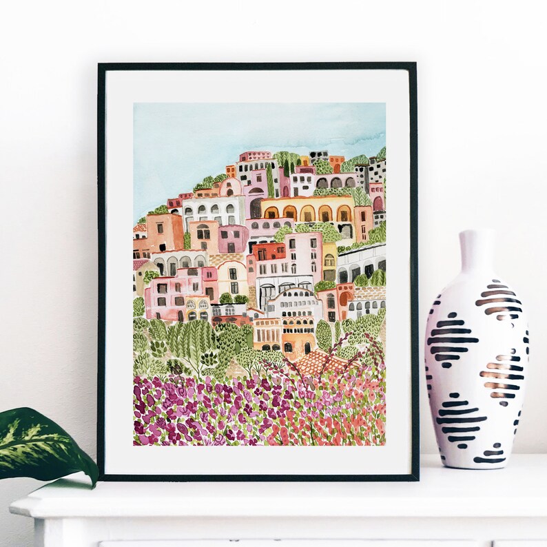 Positano Print Positano Painting Positano Decor Positano Italy - Etsy