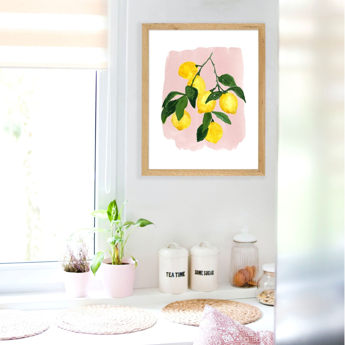 Lemon Decor, Lemon Print, Lemon Art, Lemons Painting, Lemon Artwork ...