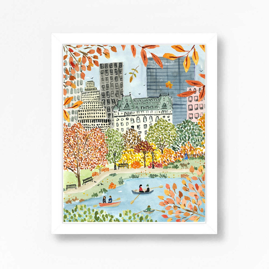 New York City Art Print, NYC Wall Decor, Autumn in Central Park ...