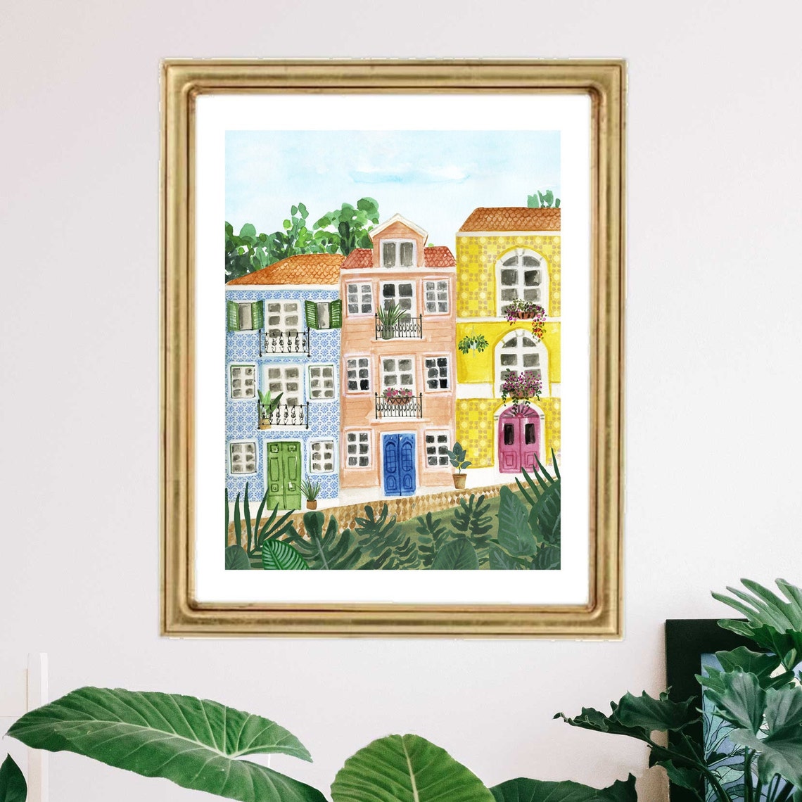 Lisbon Portugal Print Lisbon Wall Art Watercolor Travel Colorful Tile ...