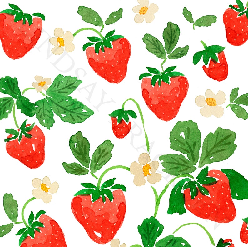 Strawberry Decor, Strawberry Print, Strawberry Art, Strawberry Painting ...