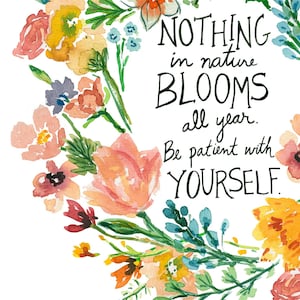 Floral Flowers Quote Art Print Watercolor Wreath Illustration ...
