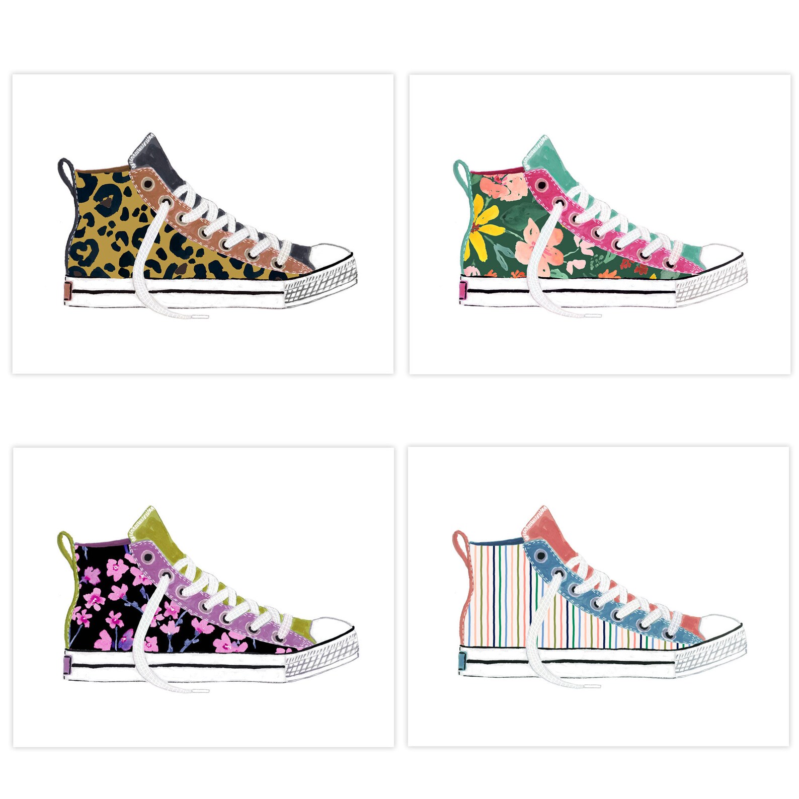 Shoe Art Custom Floral Sneaker Shoe Art Print Tween Art | Etsy