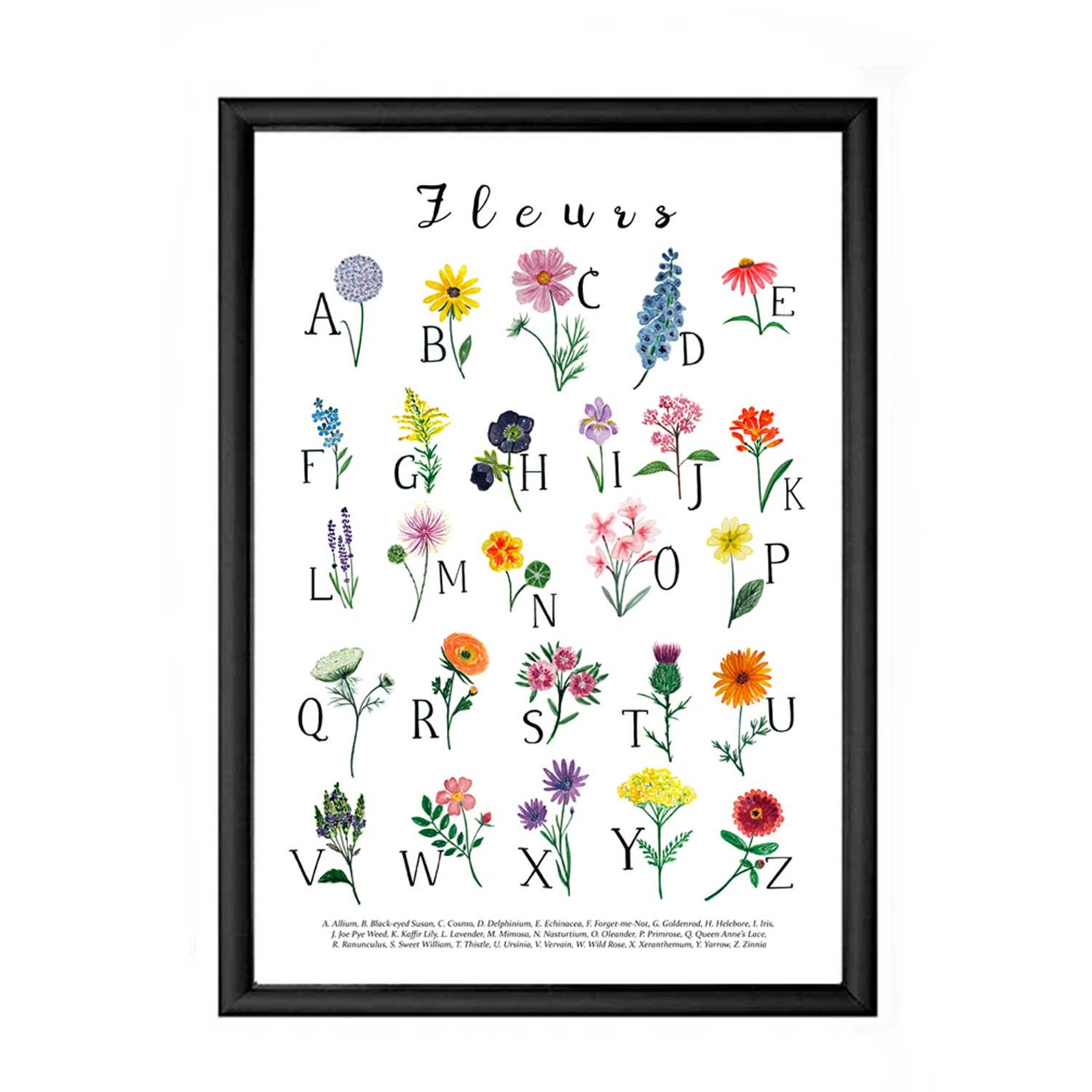 Flower Floral Alphabet Print Wall Art ABC Nursery Childrens | Etsy