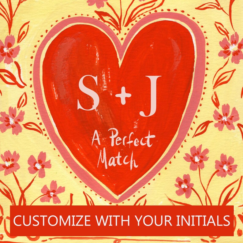 Custom Matchbox Art, A Perfect Match Personalized Art Print, Valentines ...
