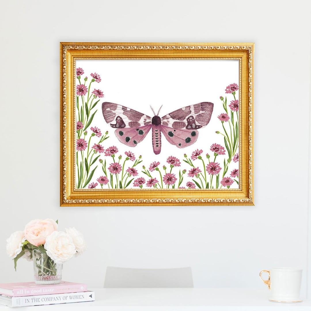 Pink Moth Art, Moth Art Print, Pink Saturn Moth, Moth Art, Colorful ...