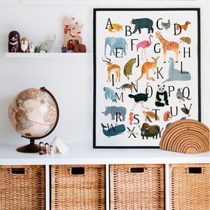 Animal Alphabet Print Animals Wall Art ABC Nursery Childrens Room Decor ...