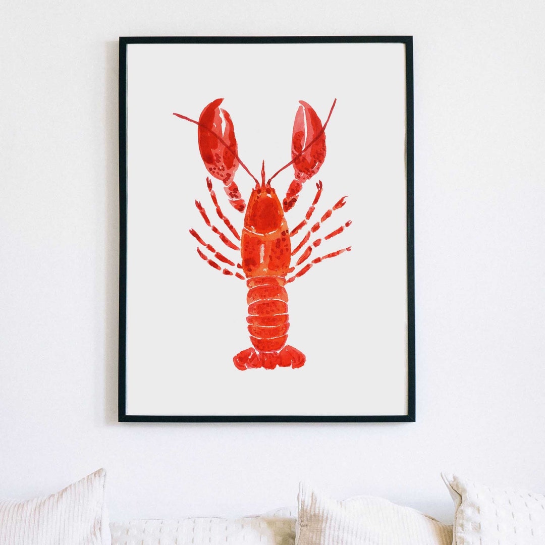 Lobster Watercolor Nautical Beachy Sea Side Coastal Living Wall Art ...
