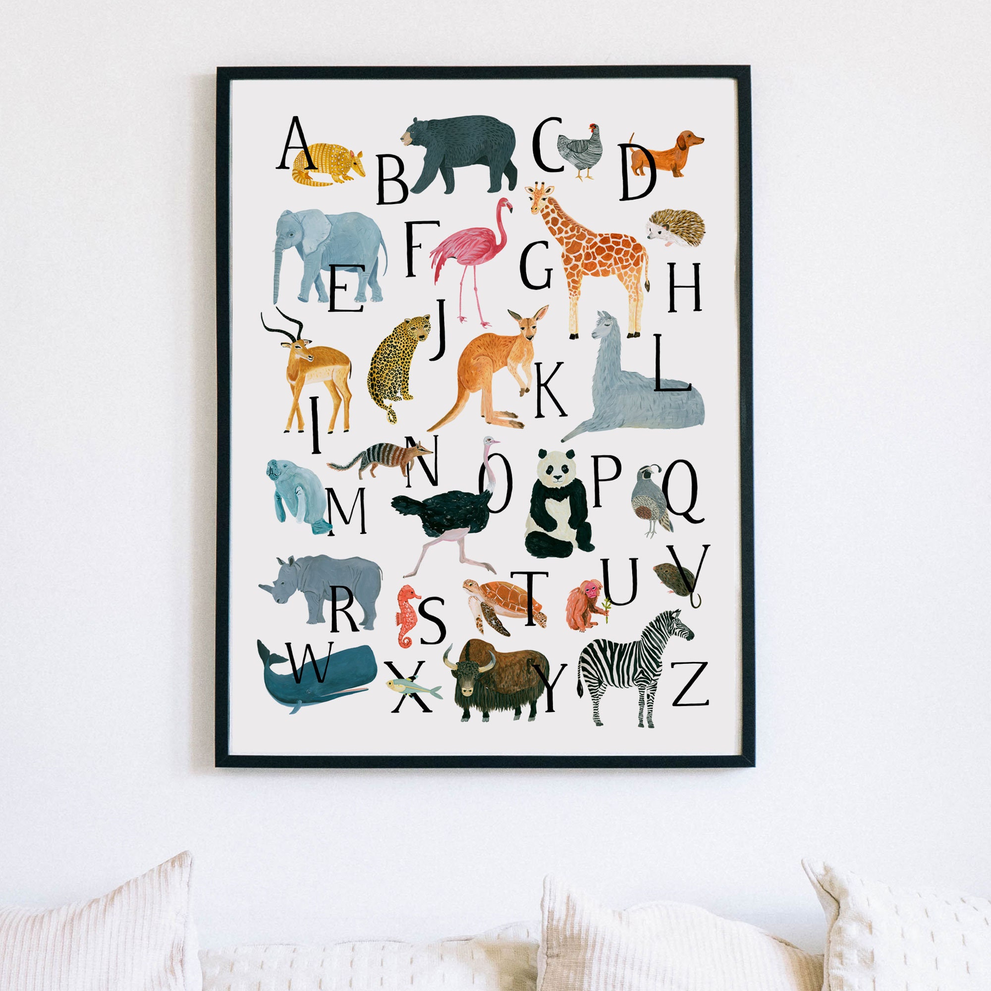 Animal Alphabet Print Animals Wall Art ABC Nursery Childrens | Etsy