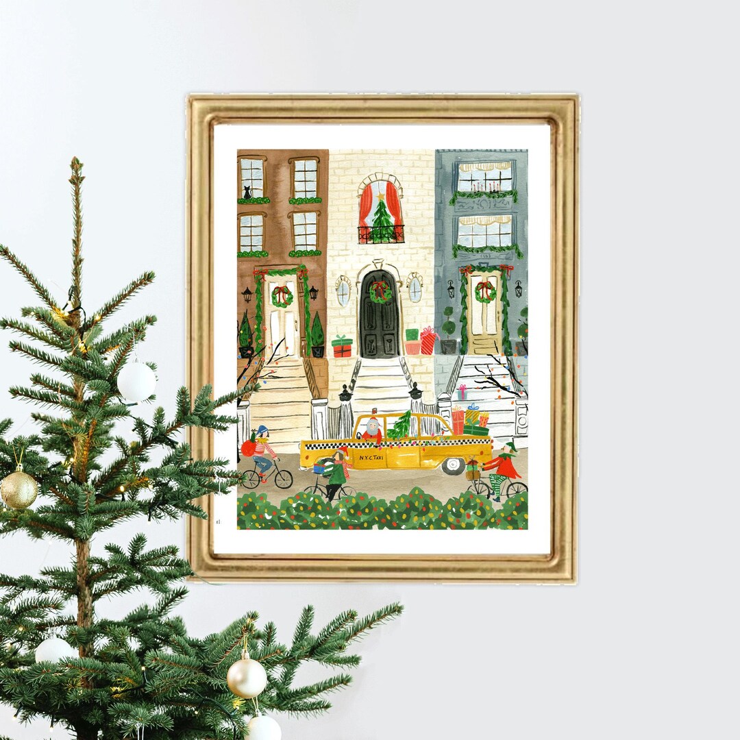 Christmas in NYC Art, Christmas in New York City Art, Christmas Wall Art, NYC Winter Art ...