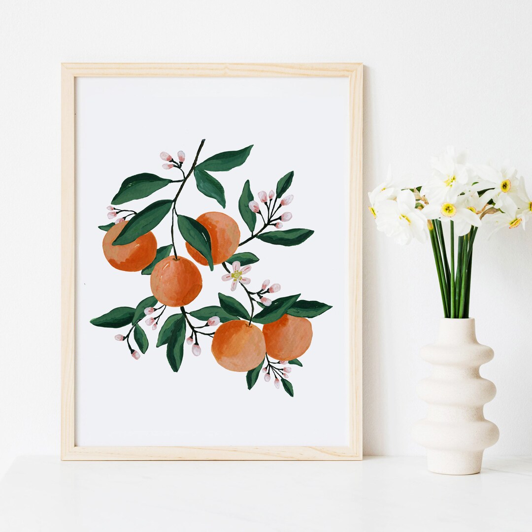 Oranges Art Print Oranges Painting Wall Decor Citrus Art Print Fruit ...