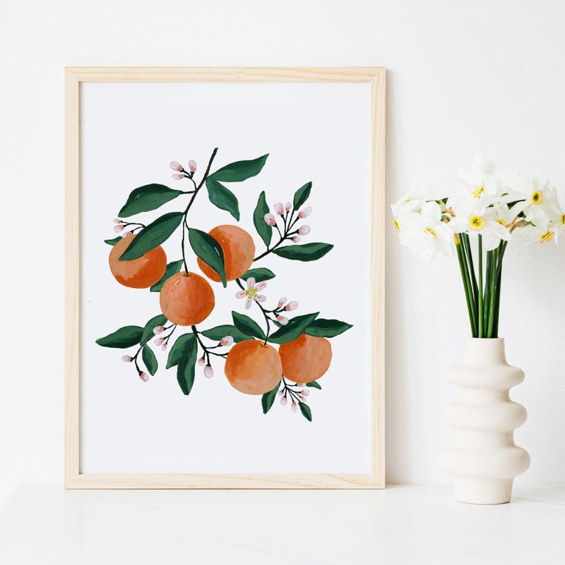 Oranges Art Print Oranges Painting Wall Decor Citrus Art Print - Etsy
