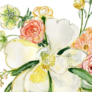 Flower Bouquet in Blue White Vase, Farmhouse Art, Farmhouse Print ...