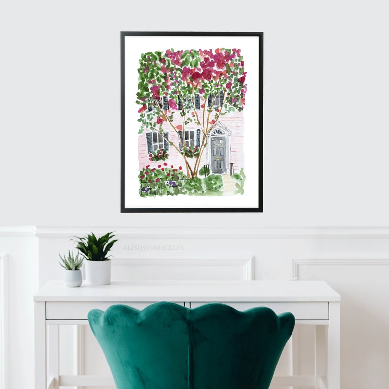 Charleston Art Print Painting South Carolina Wall Decor SC Pink House ...