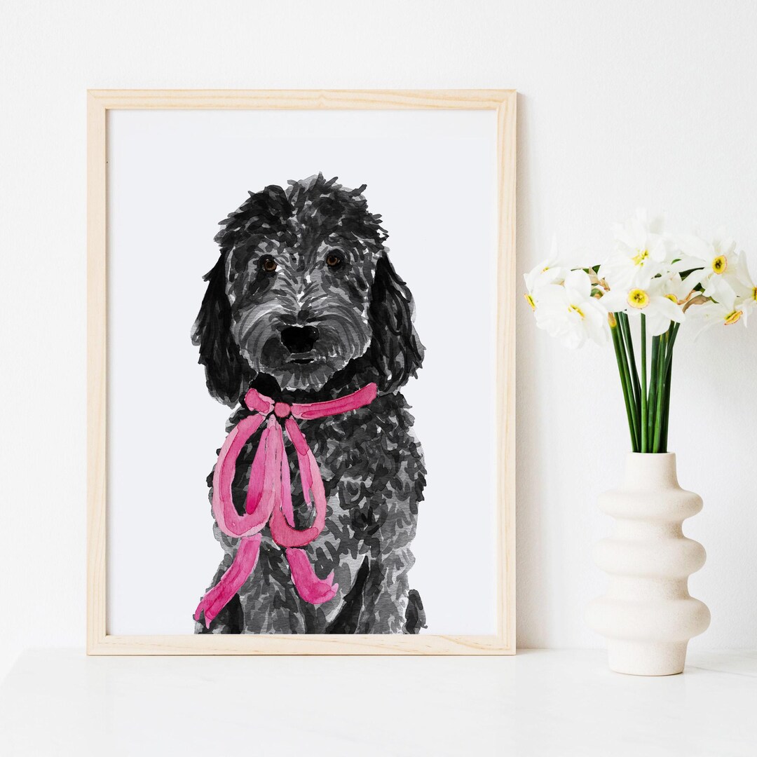 Labradoodle Art, Black Labradoodle Art, Labradoodle Portrait, Custom ...