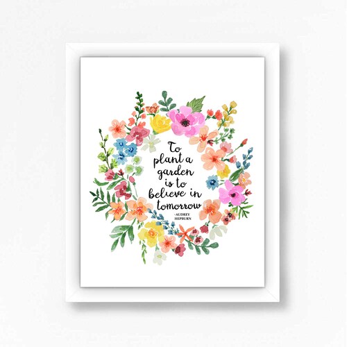 Floral Flowers Quote Art Print Watercolor Wreath Illustration | Etsy Floral Flowers Quote Art Print Watercolor Wreath Illustration | Etsy