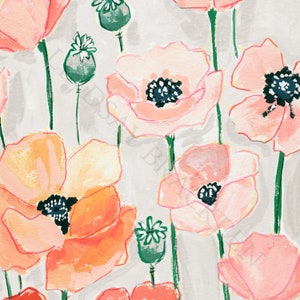 Poppy Poppies Art Print Wall Decor Poppy Painting Poppies Art Pink ...