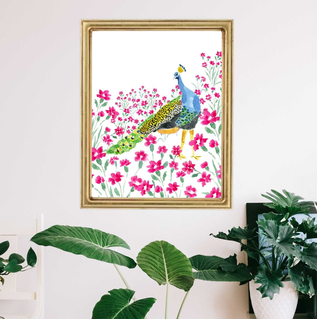 Peacock Art Print Peacock Wall Decor Peacock Painting Peacock Jungle ...