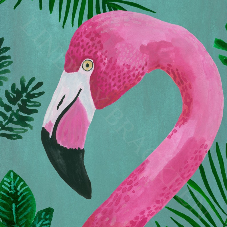 Flamingo Art Print Flamingos Art Pink Bird Wall Decor Jungle - Etsy