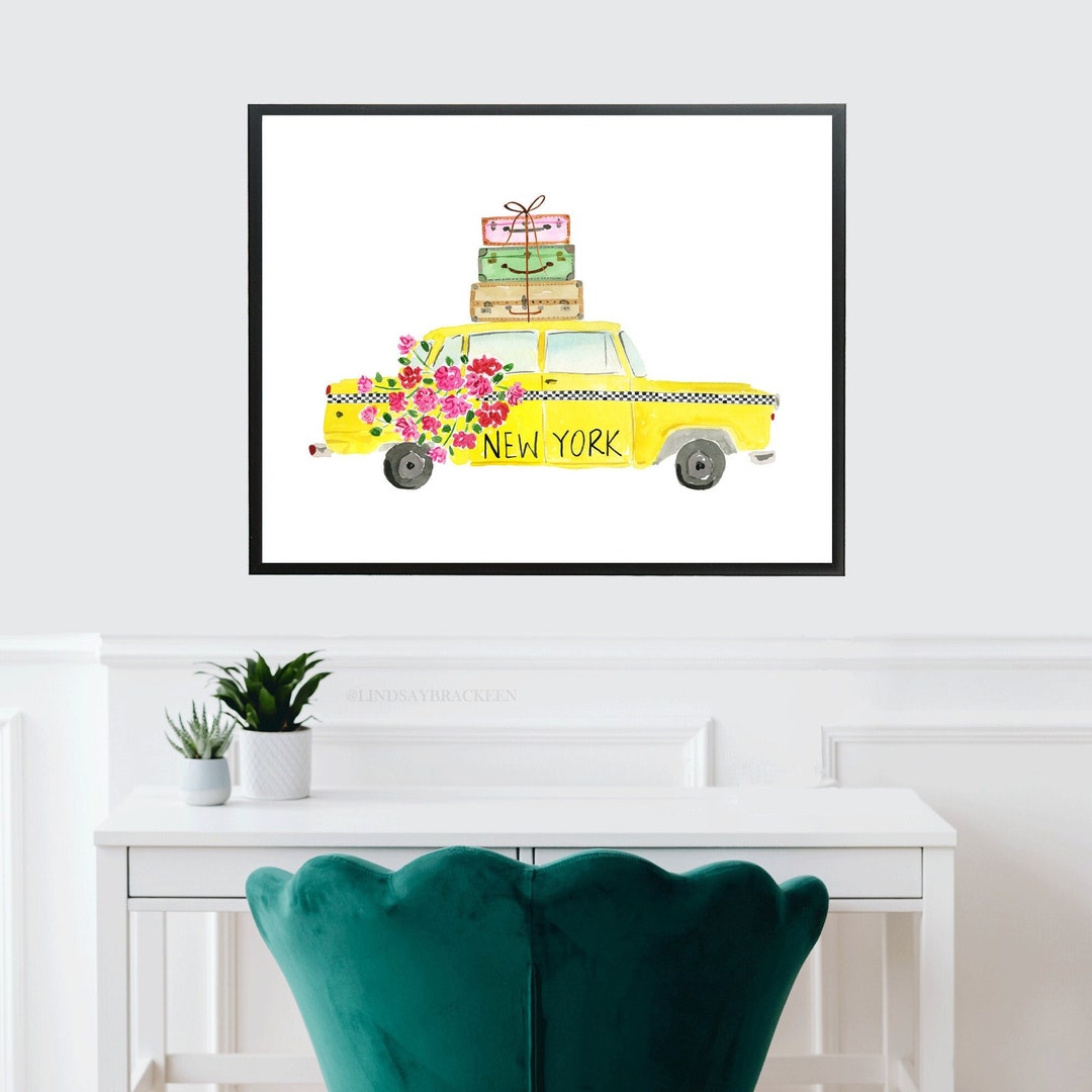 NYC Art, NYC Print, New York City Taxi Art Print, New York Taxi Art ...