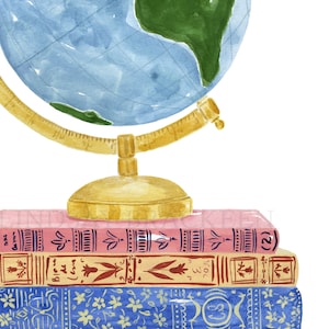 Stack of Books Art Print Painting Reading Print Home Office Decor ...