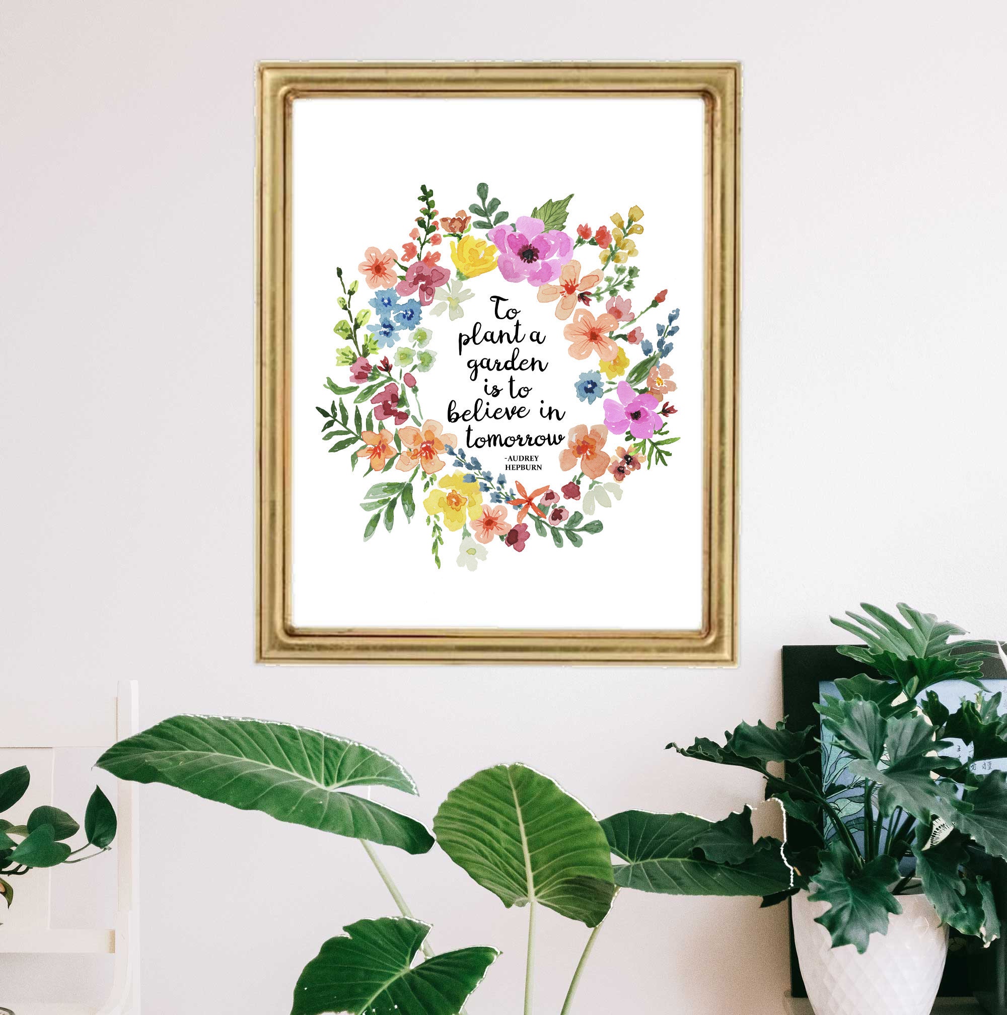 Floral Flowers Quote Art Print Watercolor Wreath Illustration ...