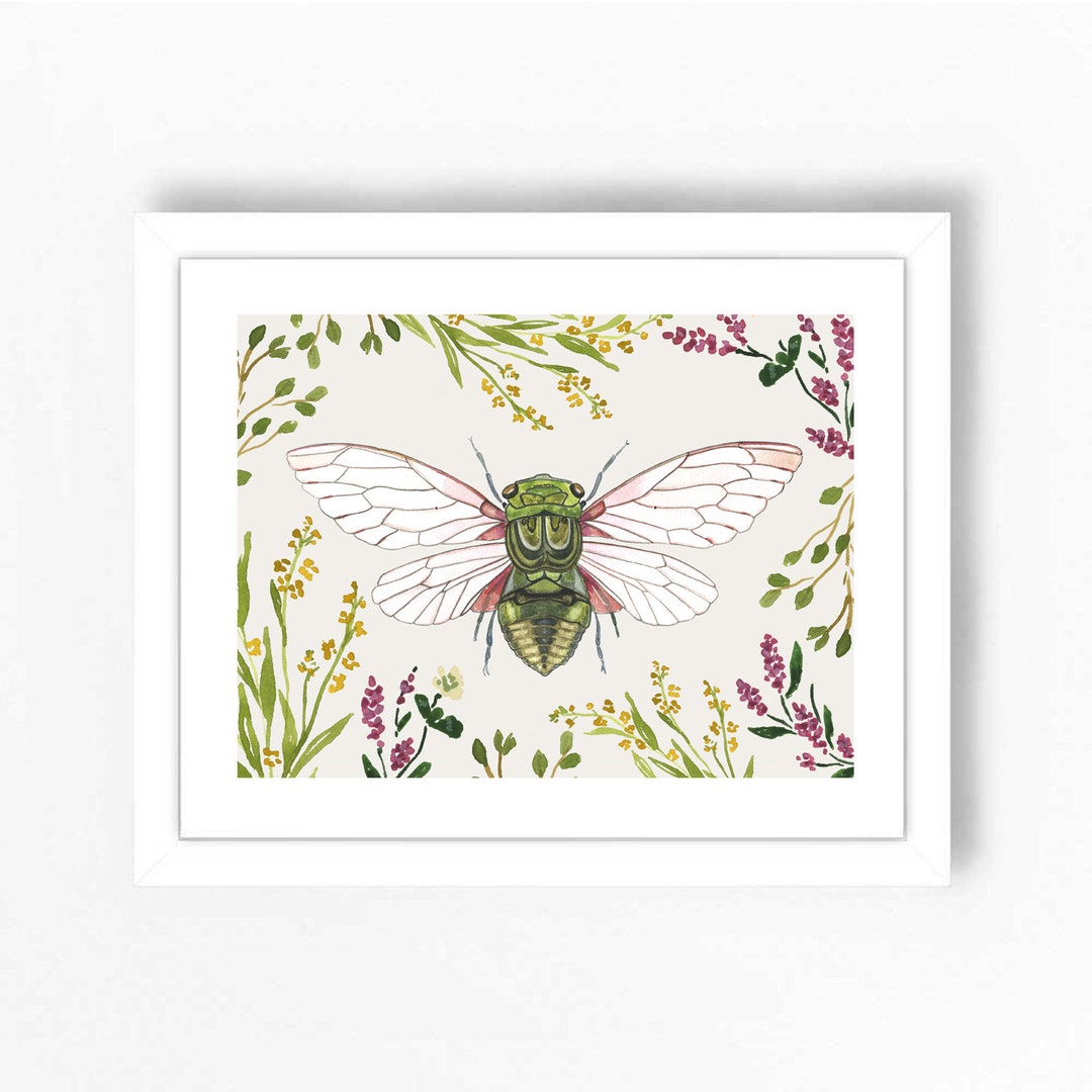 Cottagecore Aesthetic Fairycore Insect Bug Art Print Wall Decor Cicada ...