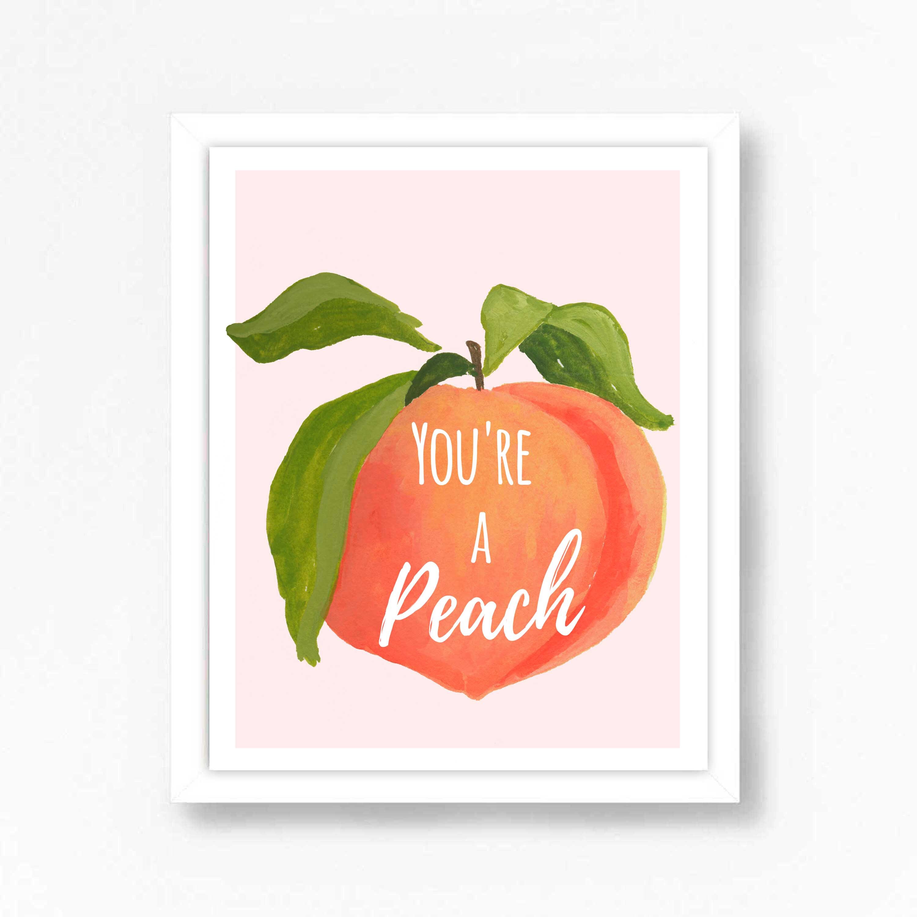 Peach Peaches Fruit Citrus Fruit Kitchen Watercolor Gouache Painting ...