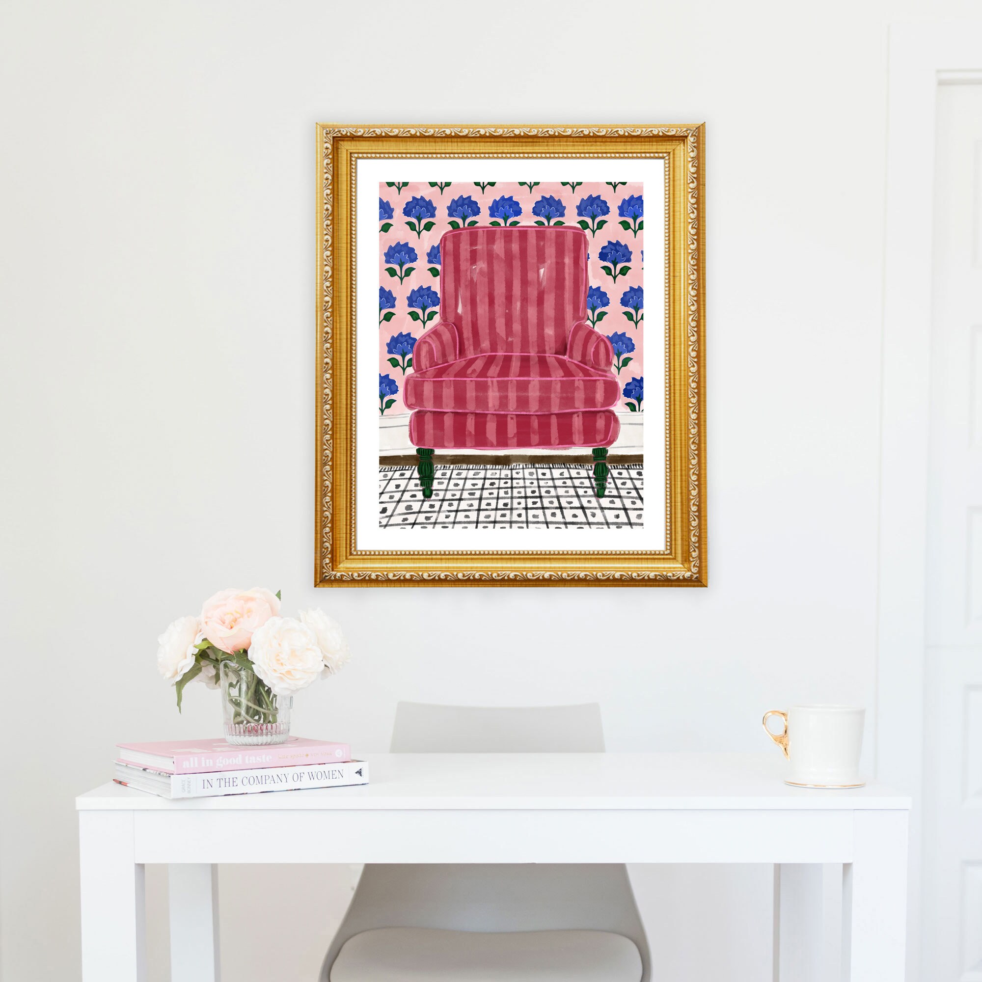 Interior Design Still Life Chair Wallpaper Art Print Boho | Etsy