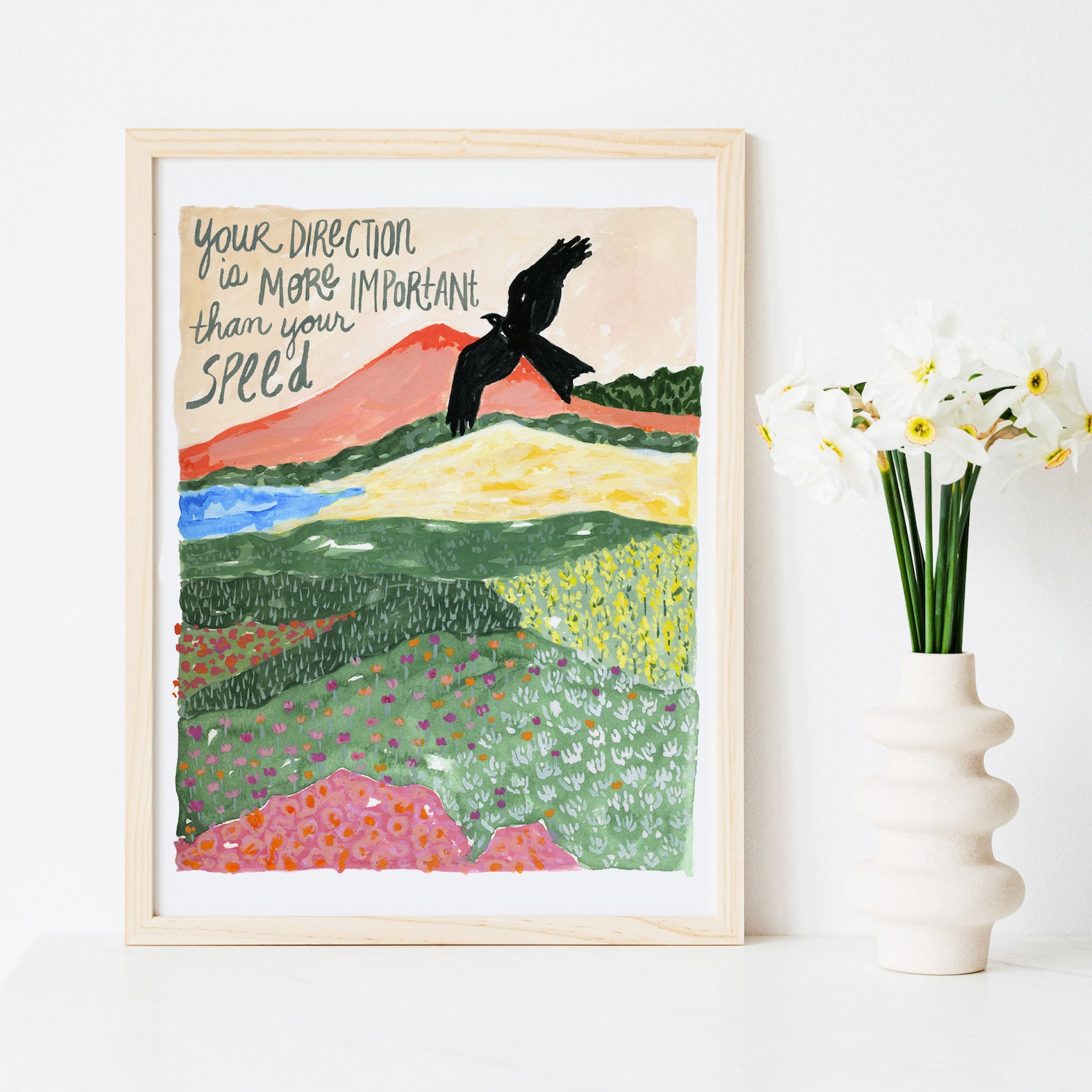 Landscape Quote Art Print Watercolor Illustration Inspirational ...