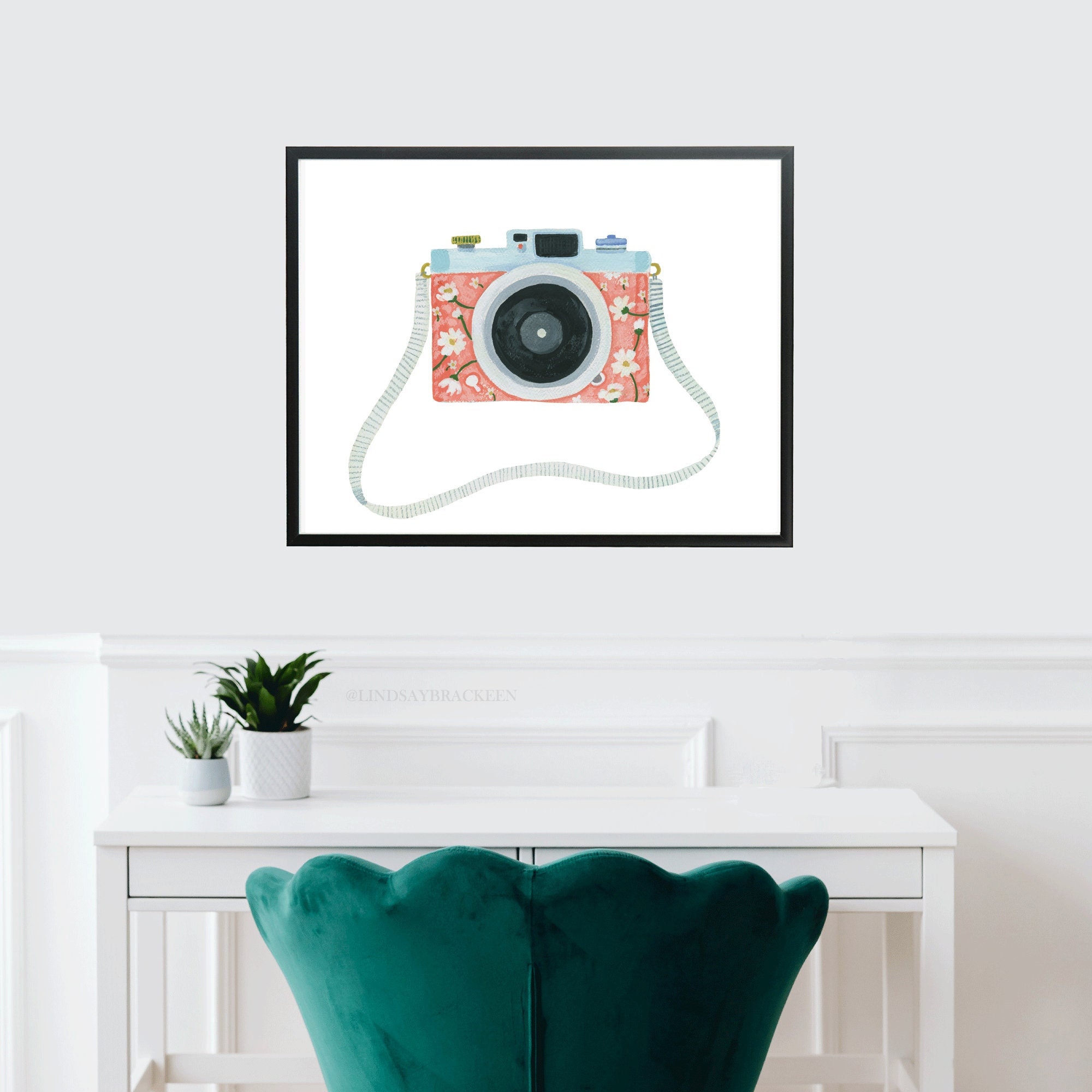 Camera Art Print Wall Decor Camera Painting Vintage Polaroid - Etsy