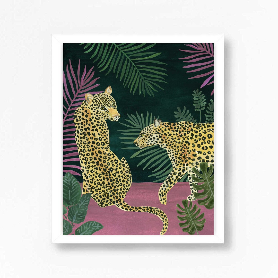 Leopard Leopards Tiger Cheetah Jungle Tropical Illustration Bohemian ...