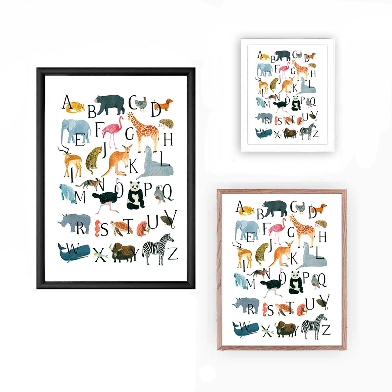 Animal Alphabet Print Animals Wall Art ABC Nursery Childrens | Etsy