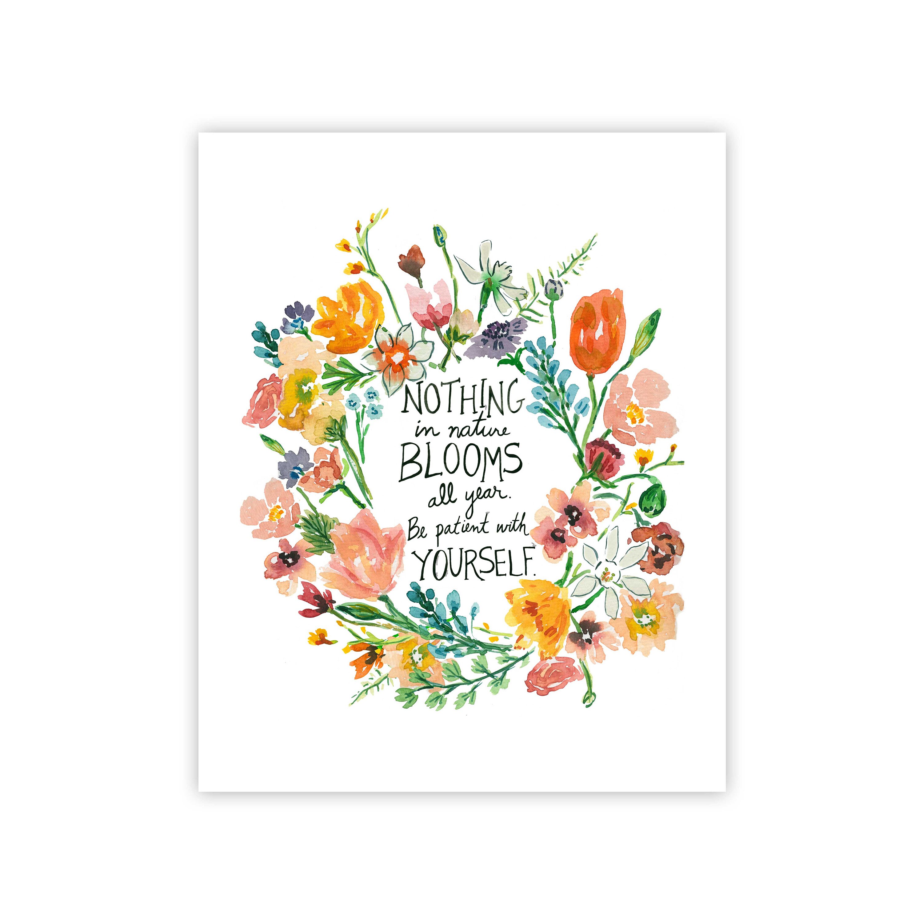 Floral Flowers Quote Art Print Watercolor Wreath Illustration | Etsy Floral Flowers Quote Art Print Watercolor Wreath Illustration | Etsy