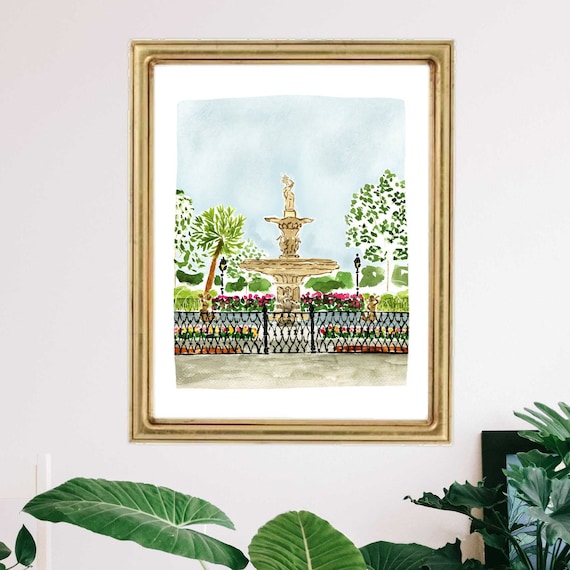 Savannah Georgia Forsyth Park Fountain Art Print Painting Wall | Etsy