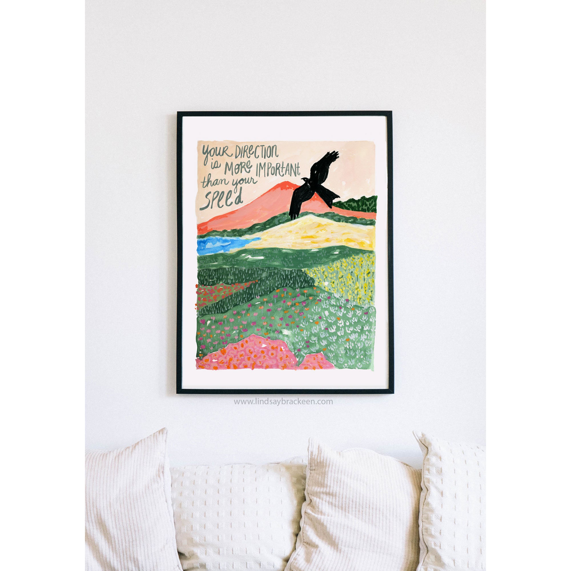 Landscape Quote Art Print Watercolor Illustration | Etsy