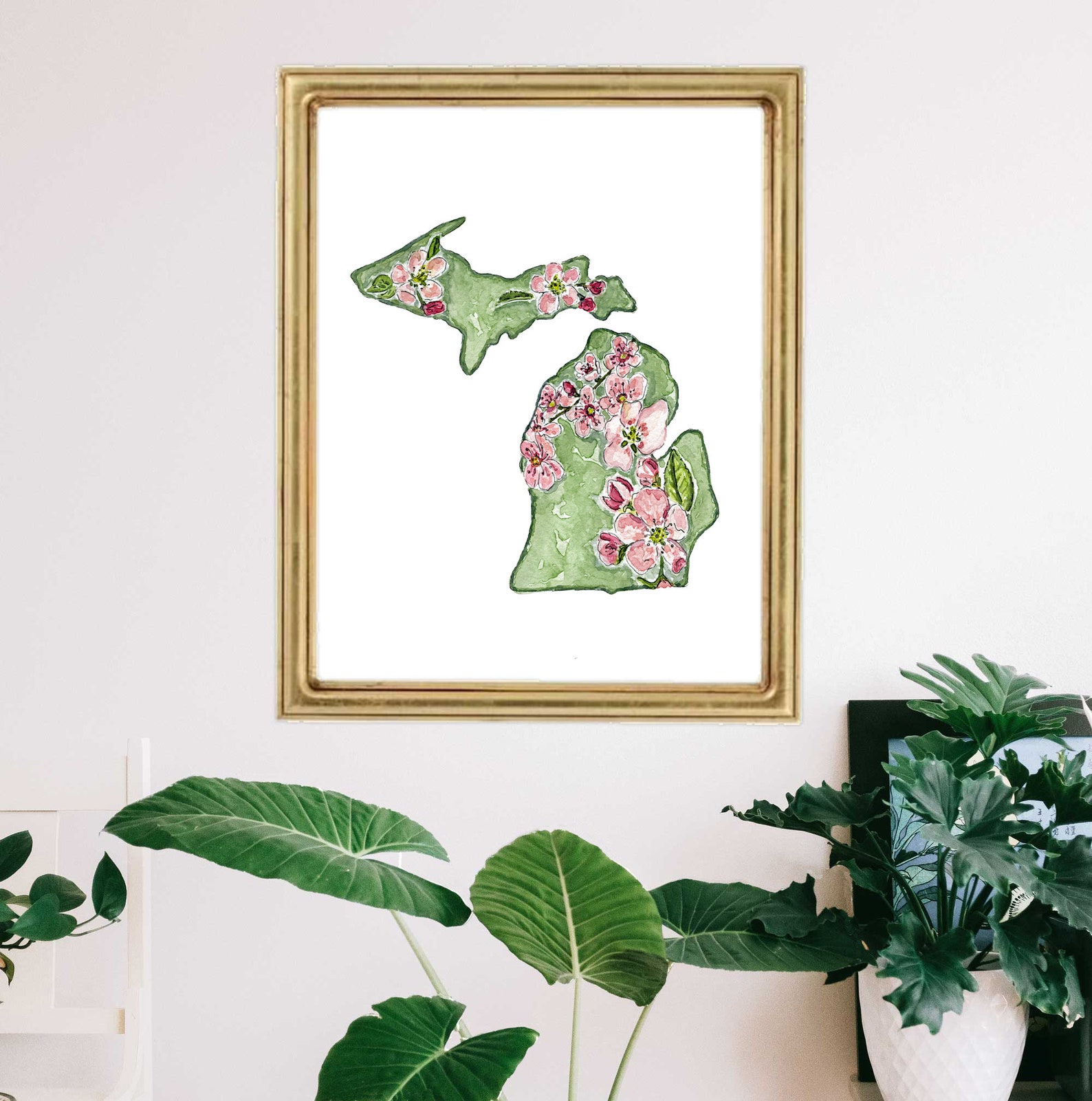 Michigan State Art Floral Print Watercolor Garden Flowers - Etsy