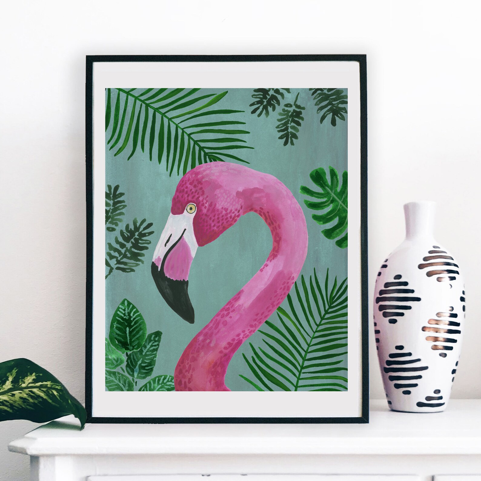 Flamingo Art Print Flamingos Art Pink Bird Wall Decor Jungle | Etsy