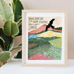 Landscape Quote Art Print Watercolor Illustration Inspirational ...