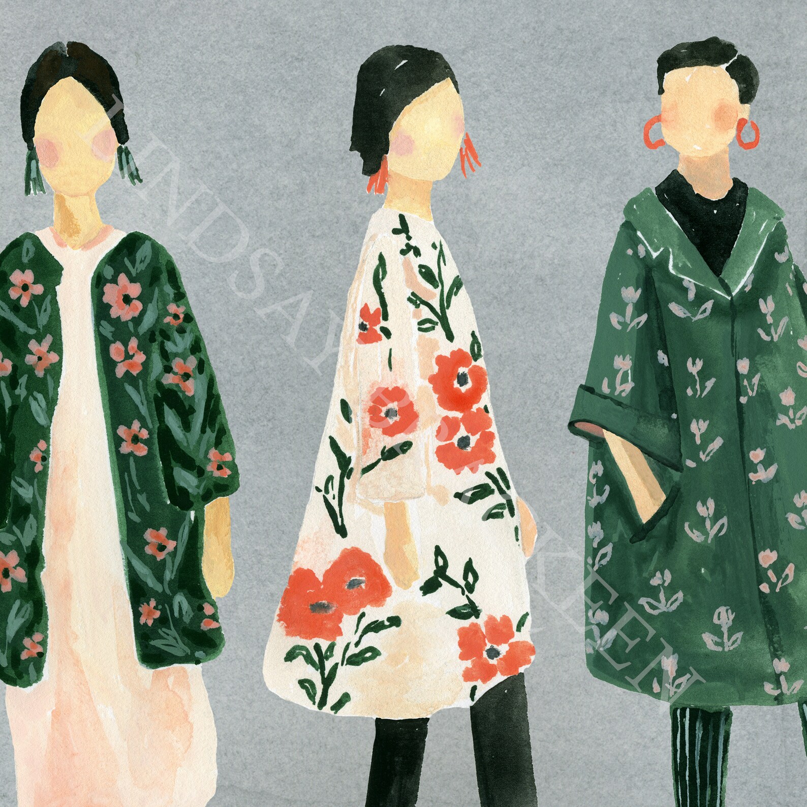 Feminist Art Print Women Portrait Wall Decor Floral Fashion ...