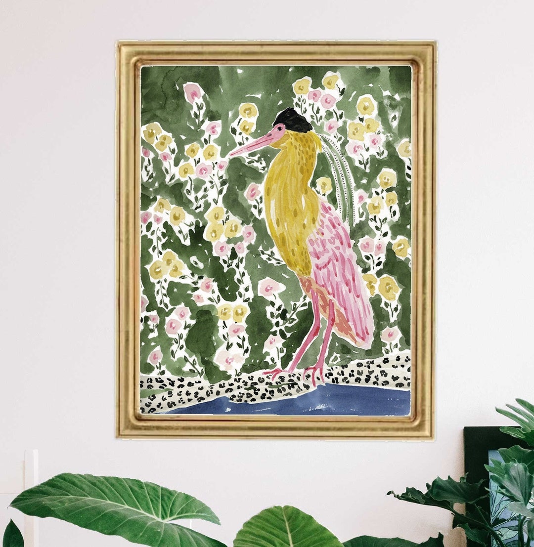 Tropical Bird Art Print Wall Decor Painting Exotic Colorful Watercolor ...