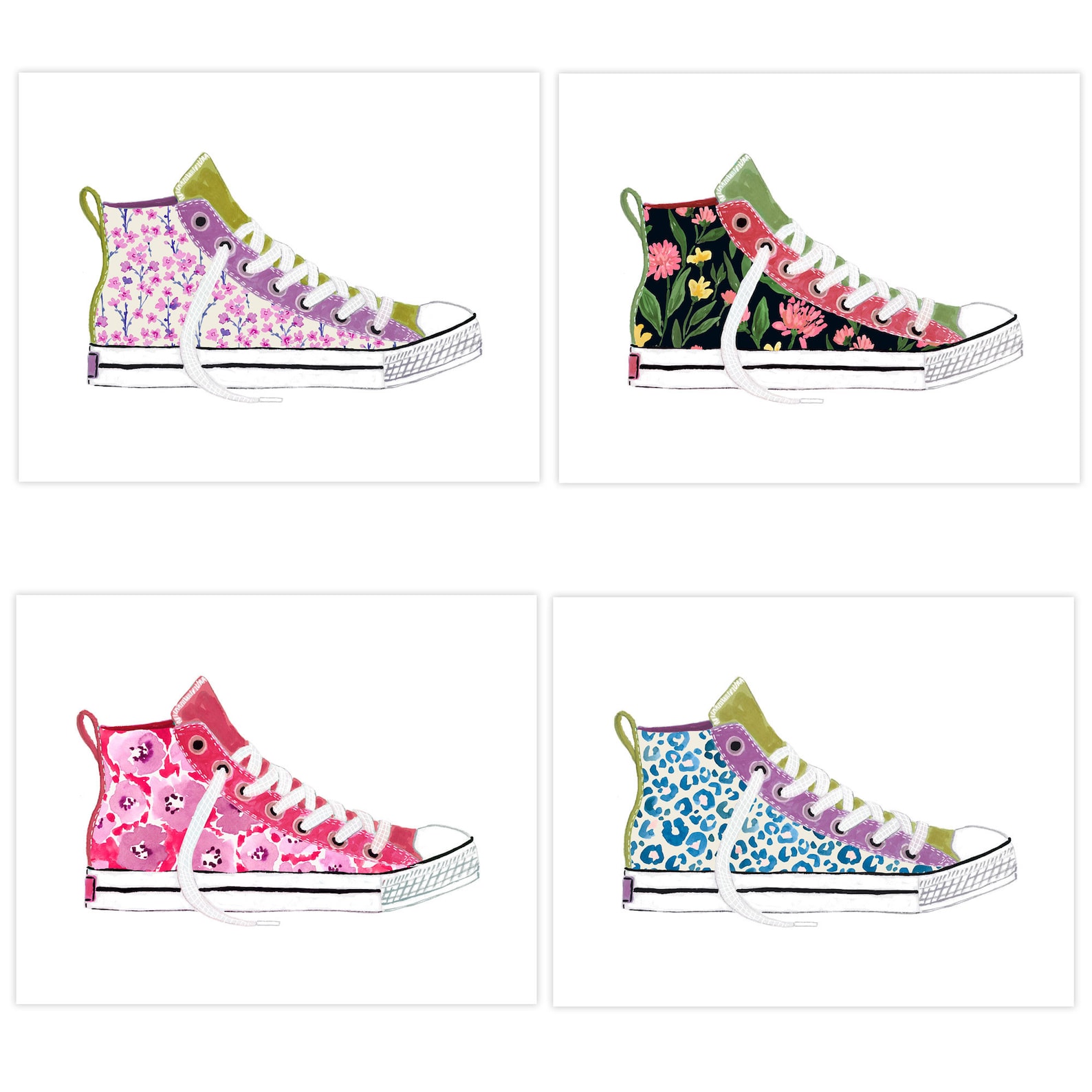 Shoe Art Custom Floral Sneaker Shoe Art Print Tween Art | Etsy