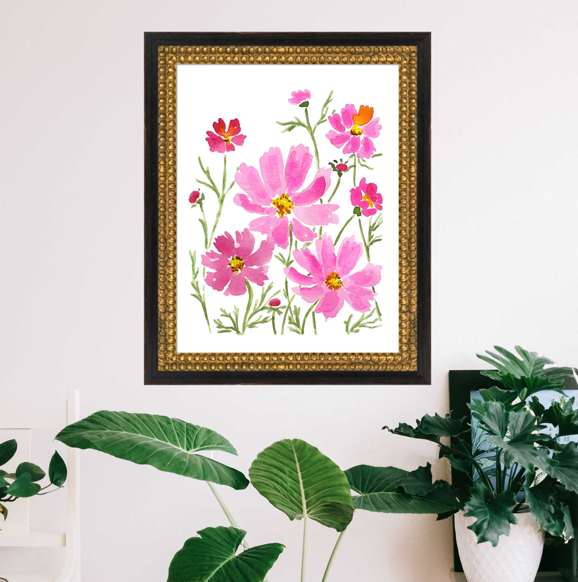 Pink Cosmo Cosmos Art Print Wall Decor Cosmo Painting Cosmos Art Pink ...