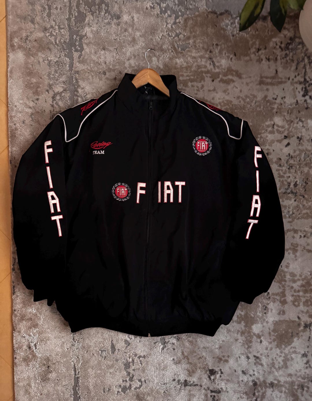 VTG Fiat Rally Team Racing Black Full Zip Embroidered Logo 90s/00s ...