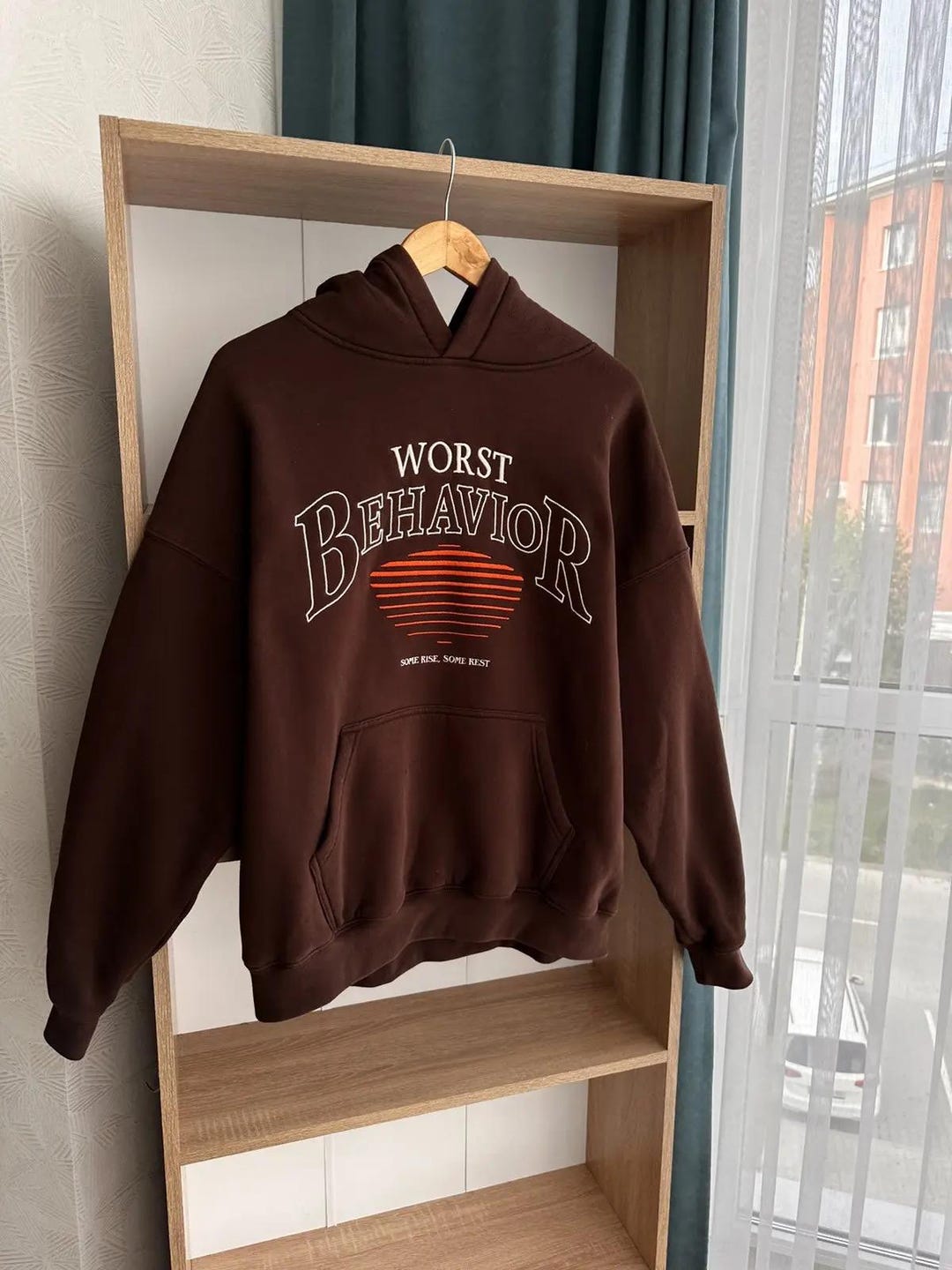 Vintage Worst Behavior Brown Oversized Streetwear Hoodie - Etsy
