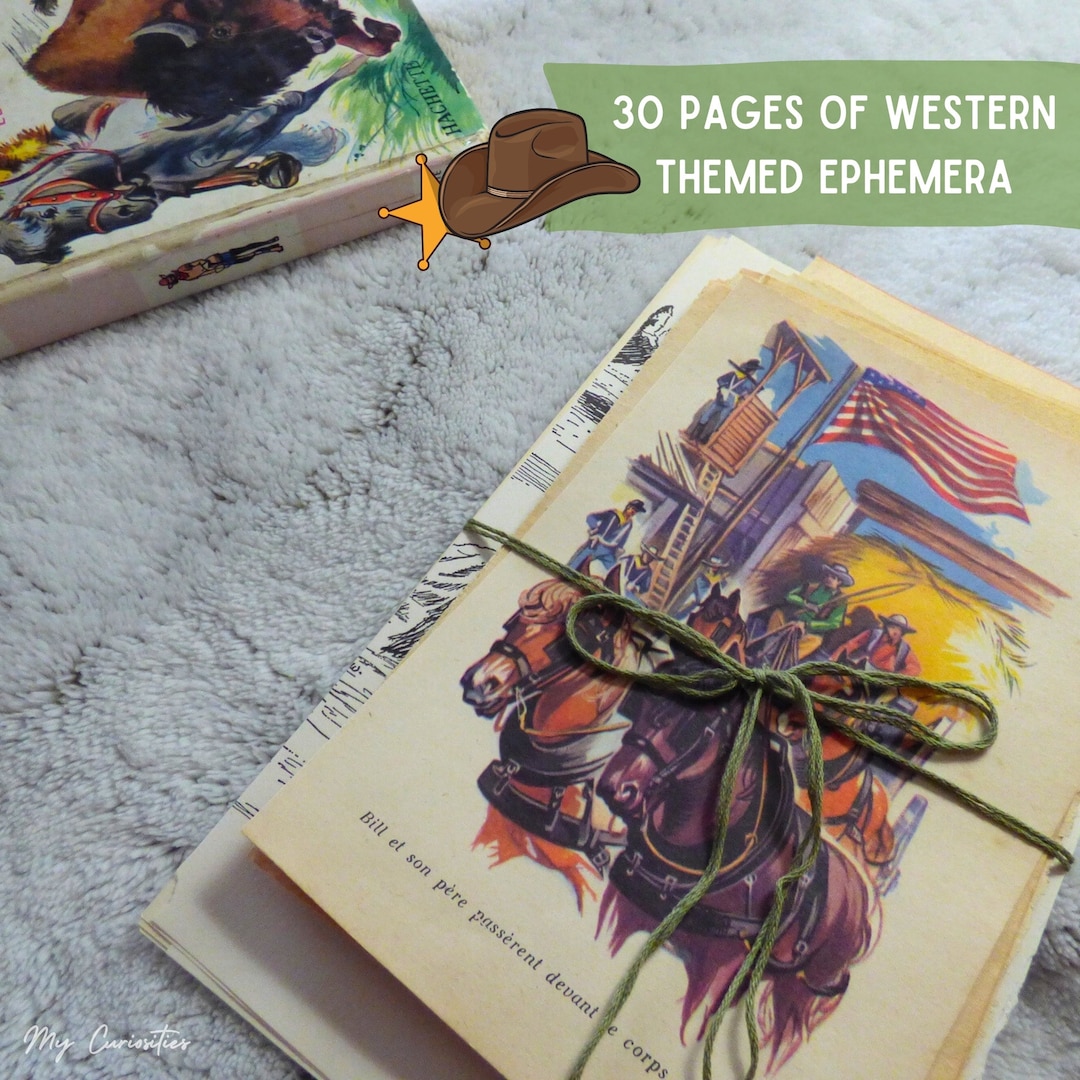 Western Themed Ephemera Bundle for Junk Journal, Scrapbook. 30 Pages ...