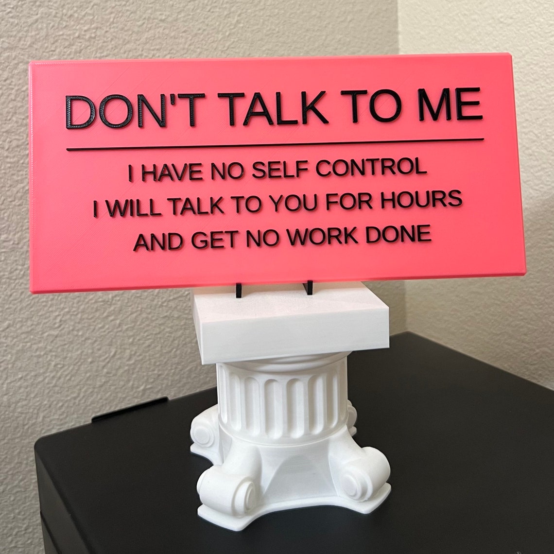 Don't Talk to Me I Have No Self Control Desk Door Sign Custom Colors ...