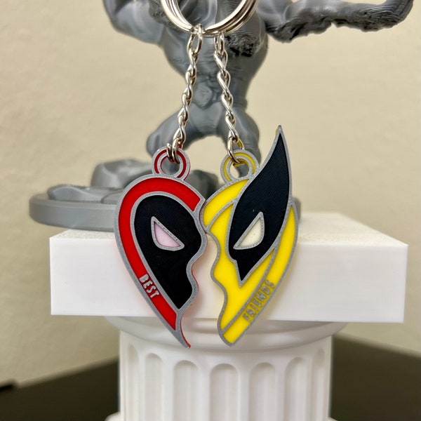 Deadpool and Wolverine Heart Keychain - Etsy